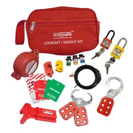 KRM LOTO - LOCKOUT TAGOUT ELECTRO-MECHANICAL POUCH KIT-1419 RED