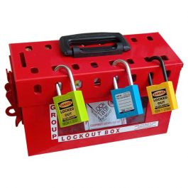 GROUP LOCKOUT BOX WITH TRANSPARENT CUT OUT AT BOTH SIDE
