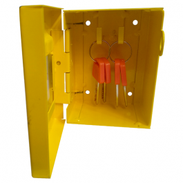 KRM LOTO – LOCKOUT KEY & DOCUMENTATION BOX- clear fascia- yellow -175-1