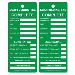 KRM LOTO - COMPLETE - LOAD RATING SCAFFOLD TAG (SET OF 10 PCS)