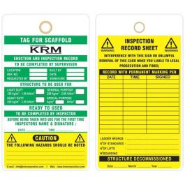 KRM LOTO - INSPECTION RECORD SHEET - SCAFFOLD TAG (SET OF 10 PCS)