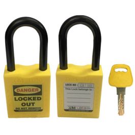 OSHA Safety Lock Tag Padlock - Nylon Shackle with Alike Key